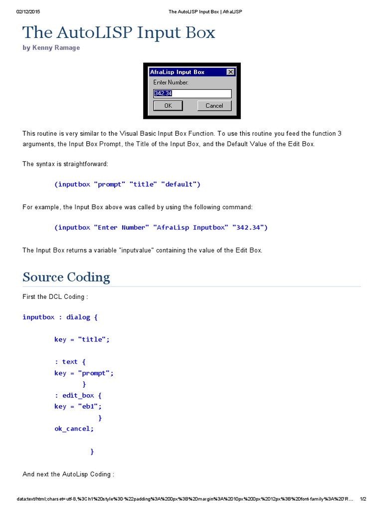 DCL Input Box - AfraLISP | PDF