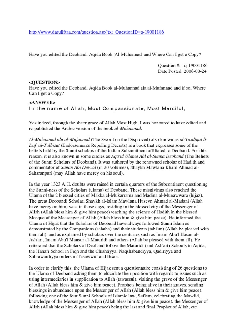 Al Muhannad | PDF | Ulama | Sunni Islam