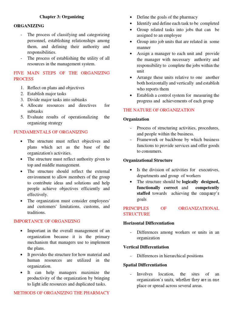 Five Main Steps of The Organizing Process | PDF | Organizational ...