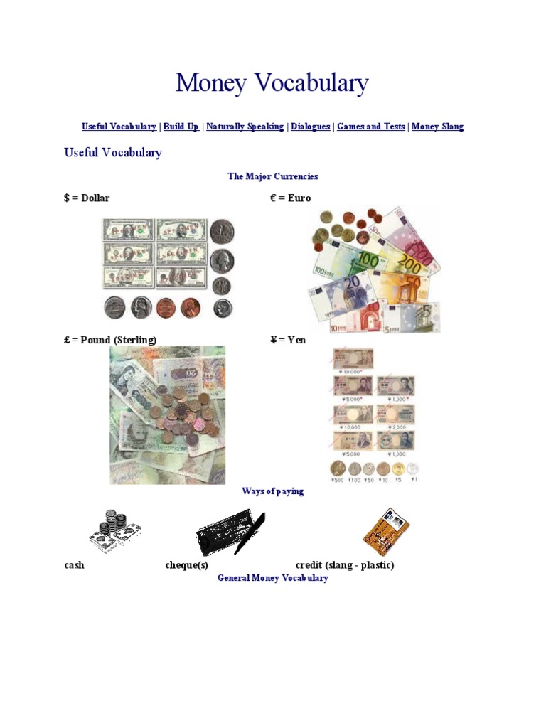 Money Exercises | PDF | Cash | Money