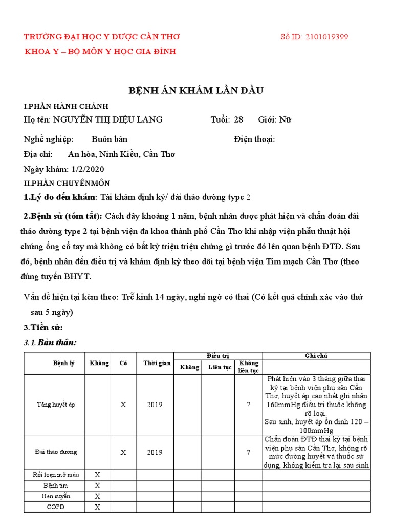 Benh An YHGD NHOM1 YC42 | PDF