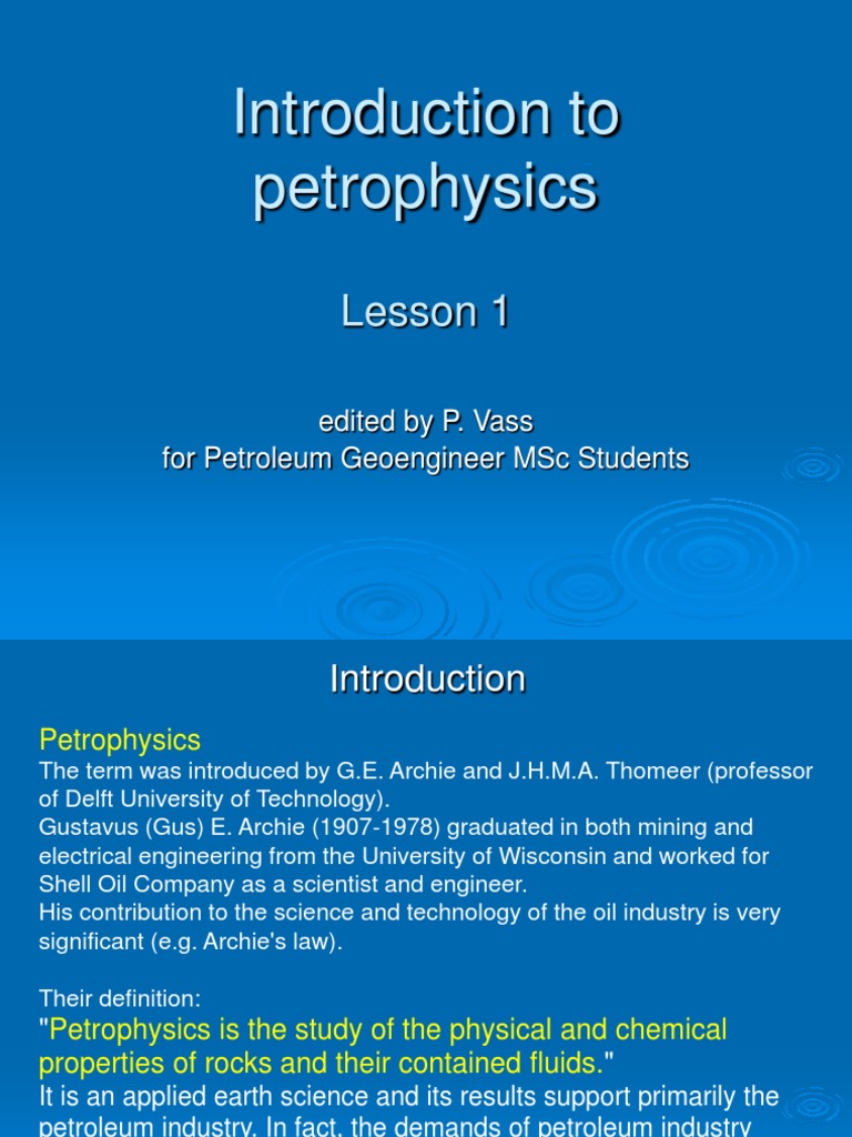 Introduction To Petrophysics 1 | PDF | Petroleum Reservoir | Porosity