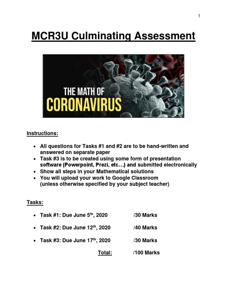 MCR3U Culminating Assessment: Instructions | Download Free PDF ...