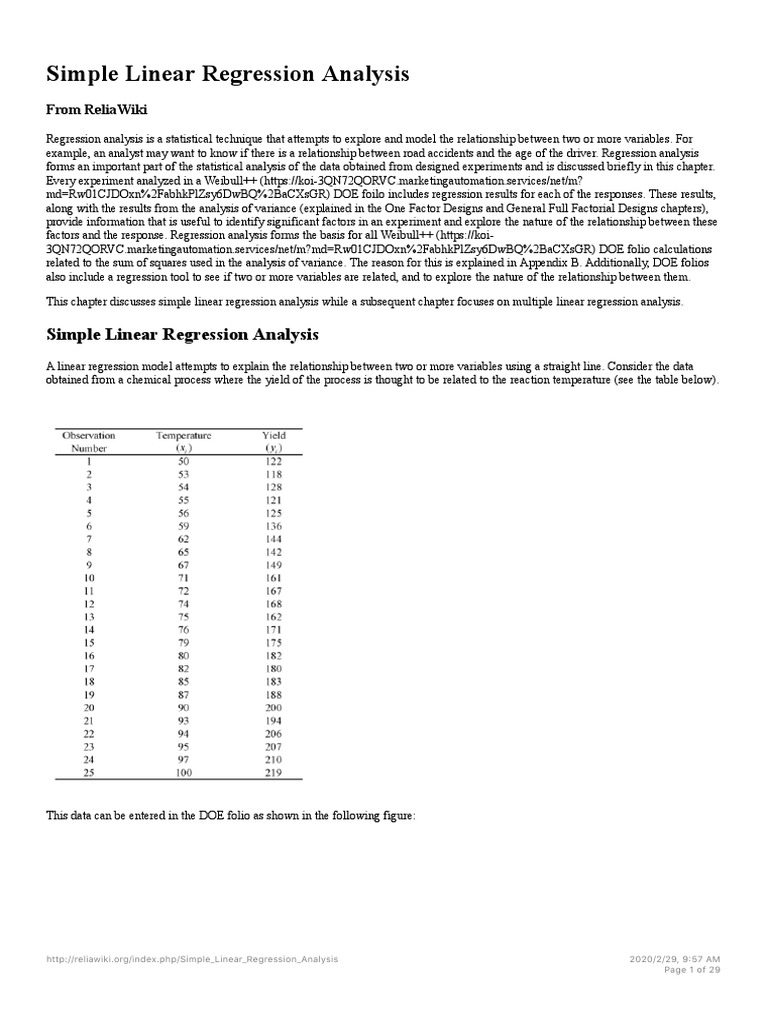 Simple Linear Regression Analysis - ReliaWiki | PDF | Errors And Residuals | Degrees Of Freedom ...