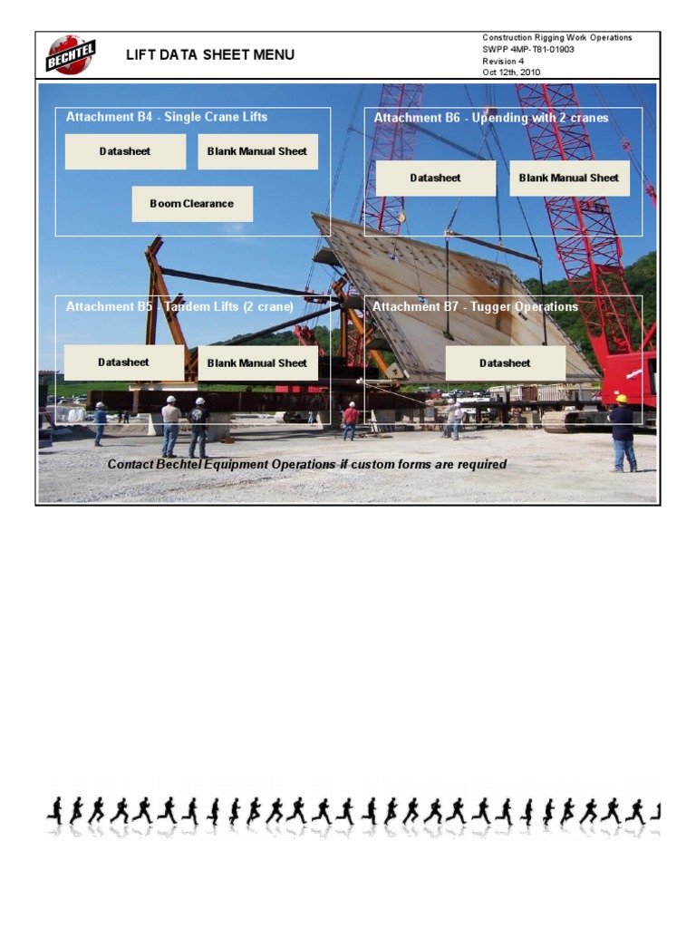 Lift Data Sheet Menu: Attachment B4 - Single Crane Lifts Attachment B6 ...
