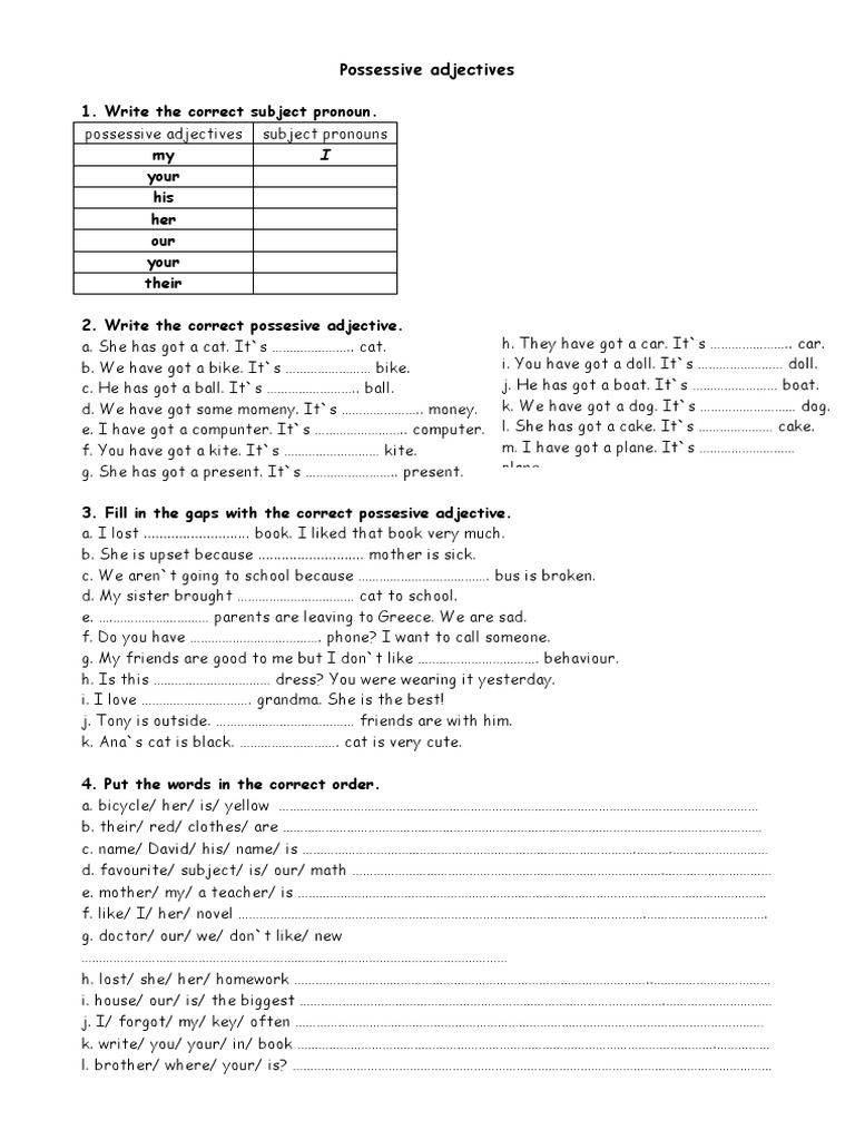 Possessive Adjectives | PDF | Syntax | Languages