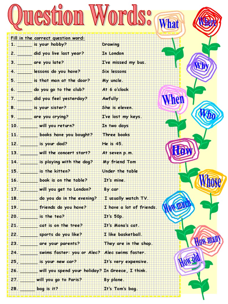 Question Words 50507 | PDF