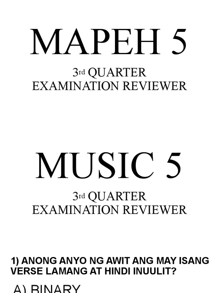 Mapeh 5 3RD Quarter Exam | PDF