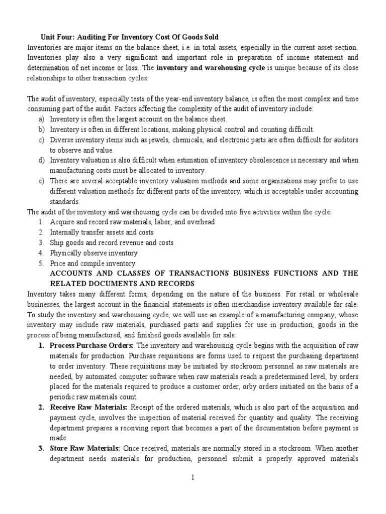 Chapter 4 Audit of Inventory and CGS | PDF | Inventory | Audit