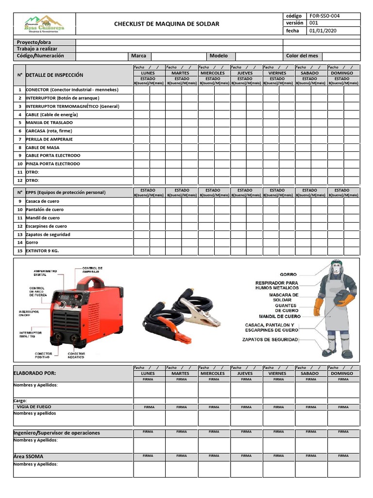 For - Sso - CBC - 004 Checklist de Maquina de Soldar | PDF