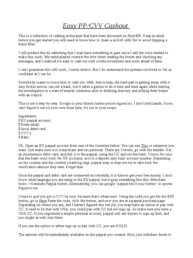 Easy PP CVV Cashout | PDF | Pay Pal | Debit Card