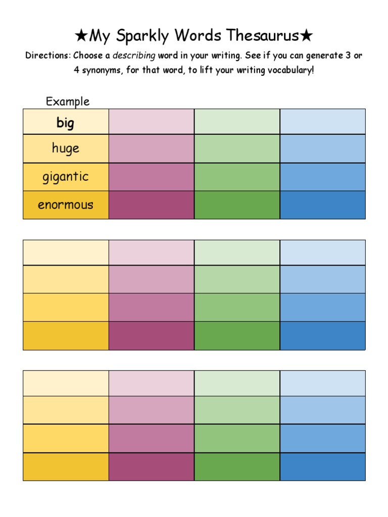 Sparkly Words Thesaurus | PDF