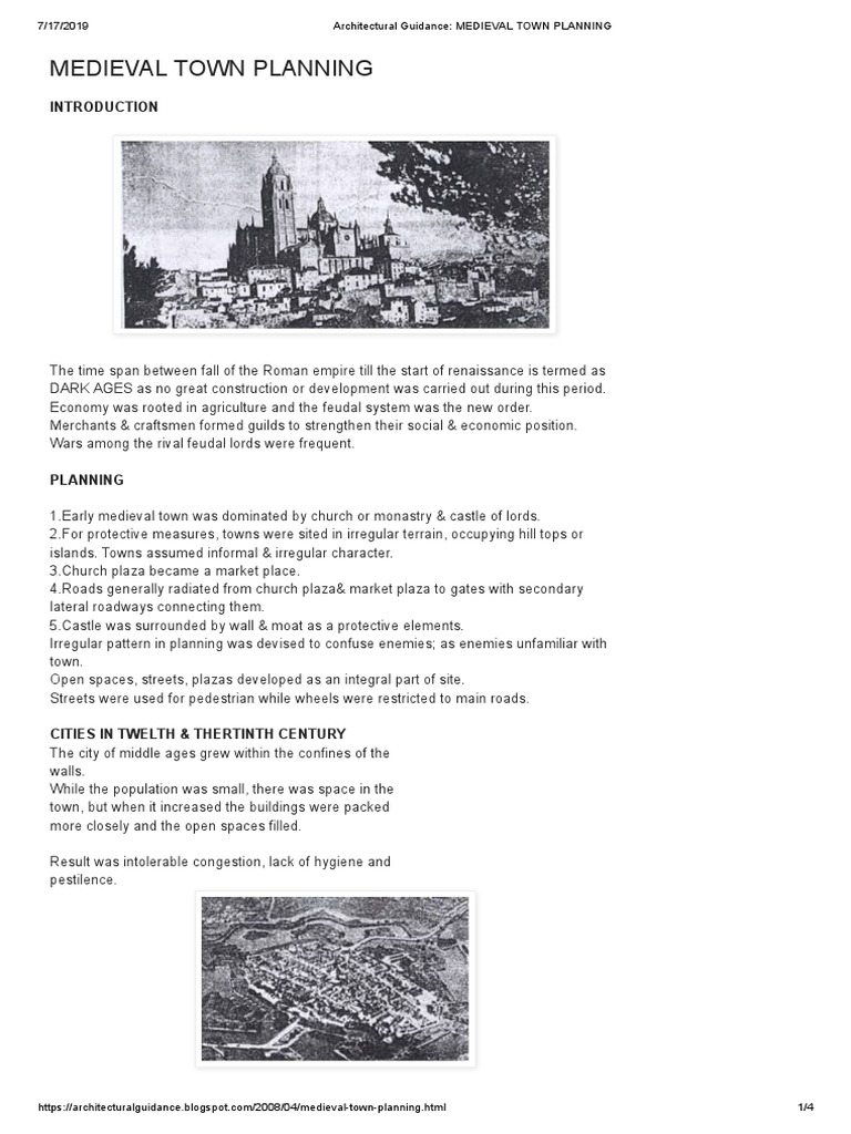 Architectural Guidance - MEDIEVAL TOWN PLANNING - Blog | PDF | Castle ...