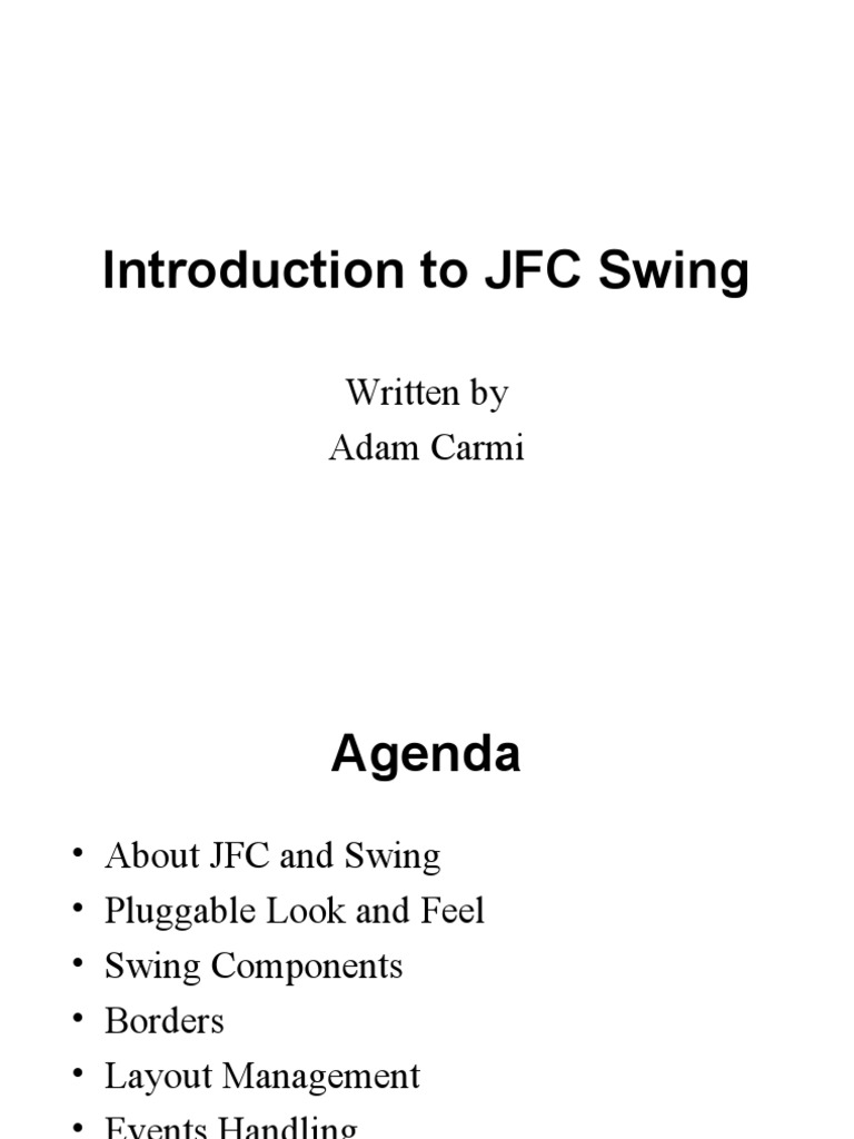 Introduction To JFC Swing: Written by Adam Carmi | PDF