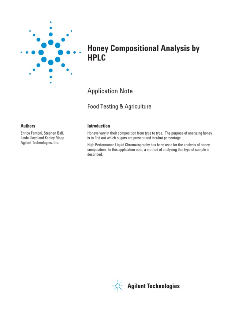 Honey Analysis by HPLC | PDF | Honey | Sucrose