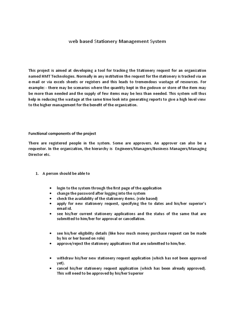 Web Based Stationery Management System | PDF | World Wide Web ...