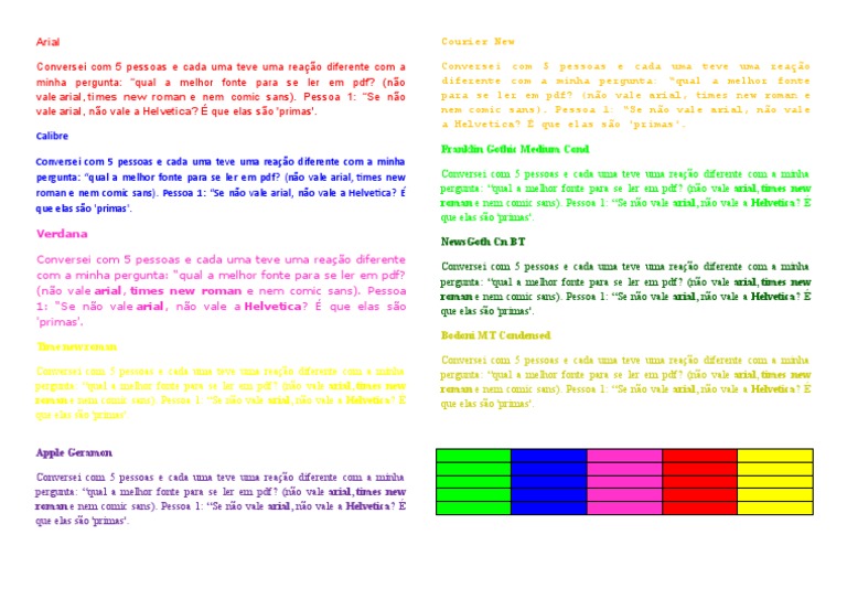 Teste Fonte Leiturra Impressão | PDF | Arial | Design gráfico