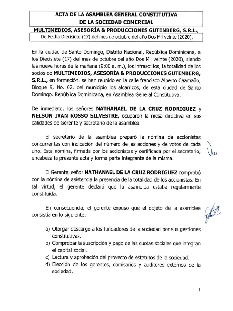 Acta de Asamblea General Constitutiva