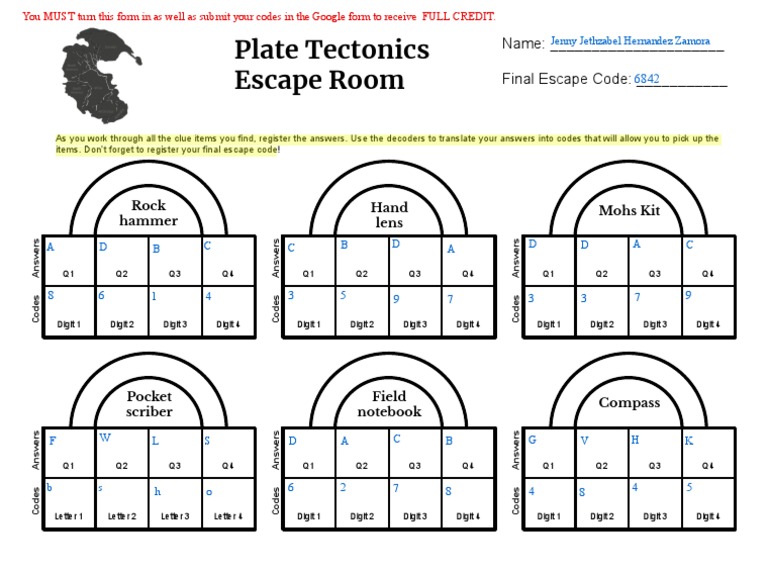 Plate Tectonics Escape Room | PDF