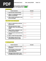 Earthquake Family Preparedness Questionnaire | PDF | Geological Hazards ...