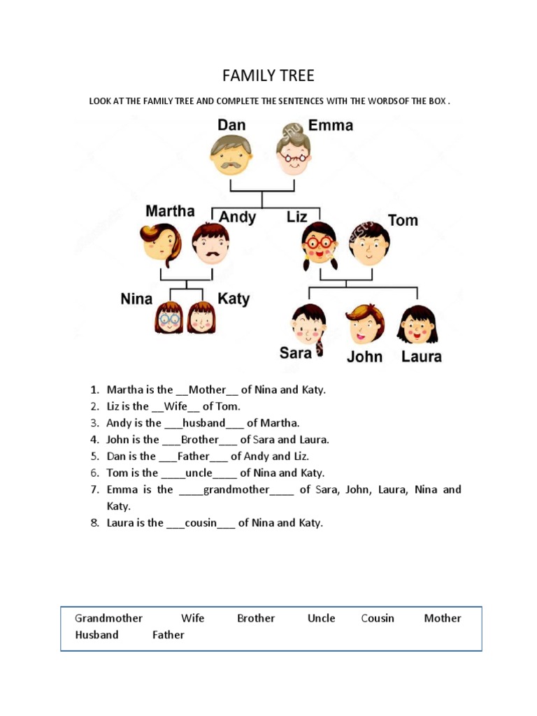 Family Tree Sentence Completion Exercise | PDF