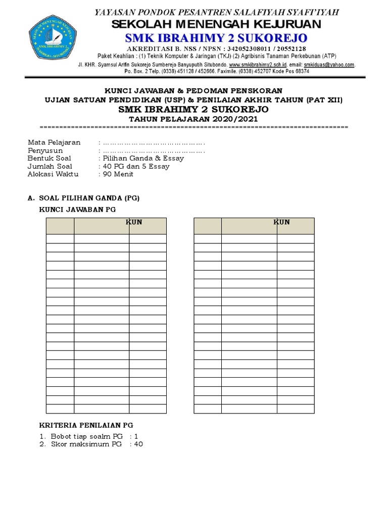 Contoh Penskoran Soal | PDF