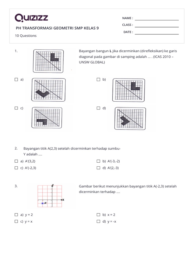 Soal Transformasi Geometri Kelas 9 SMP | PDF