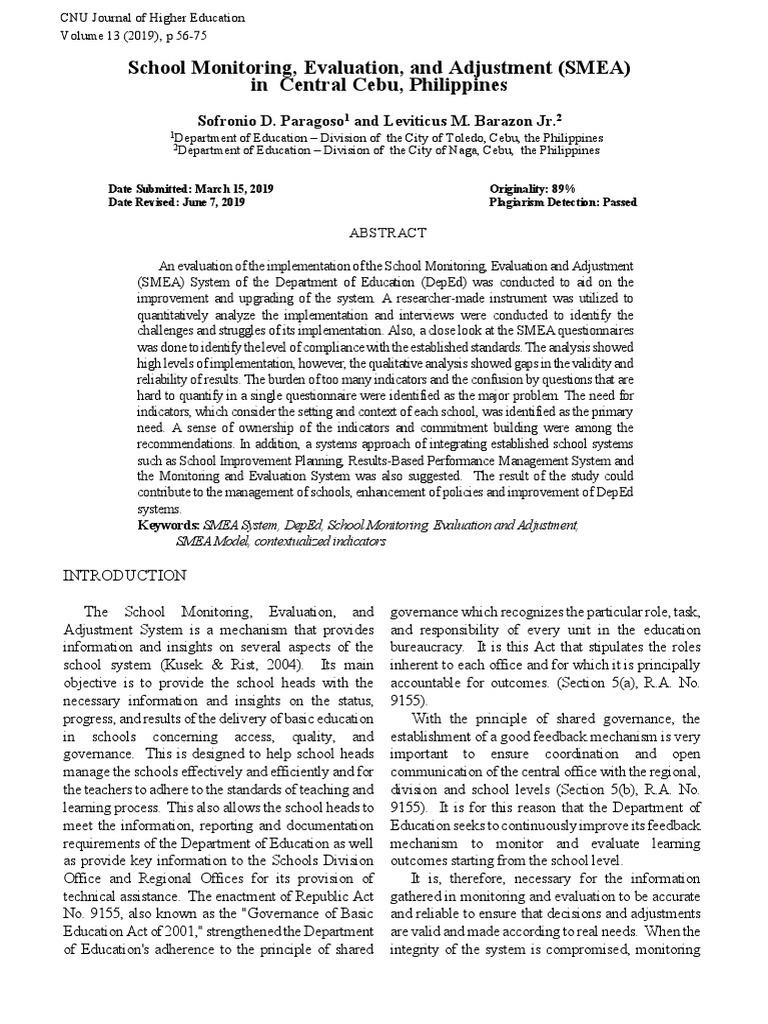 Evaluating the SMEA System in DepEd | PDF | Evaluation | Governance