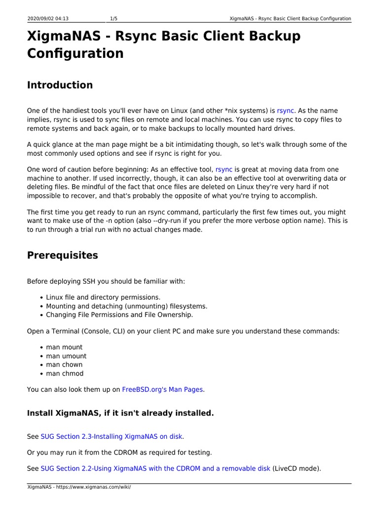 Configuring Basic Client Backups to XigmaNAS Using Rsync | PDF | Computer File | Operating ...