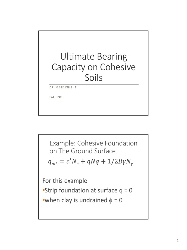 Ultimate Bearing Capacity of Cohesive Soils | PDF | Mechanical ...