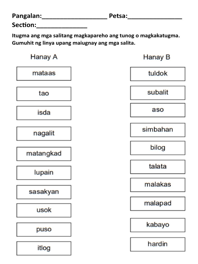 Salitang Magkatugma | PDF