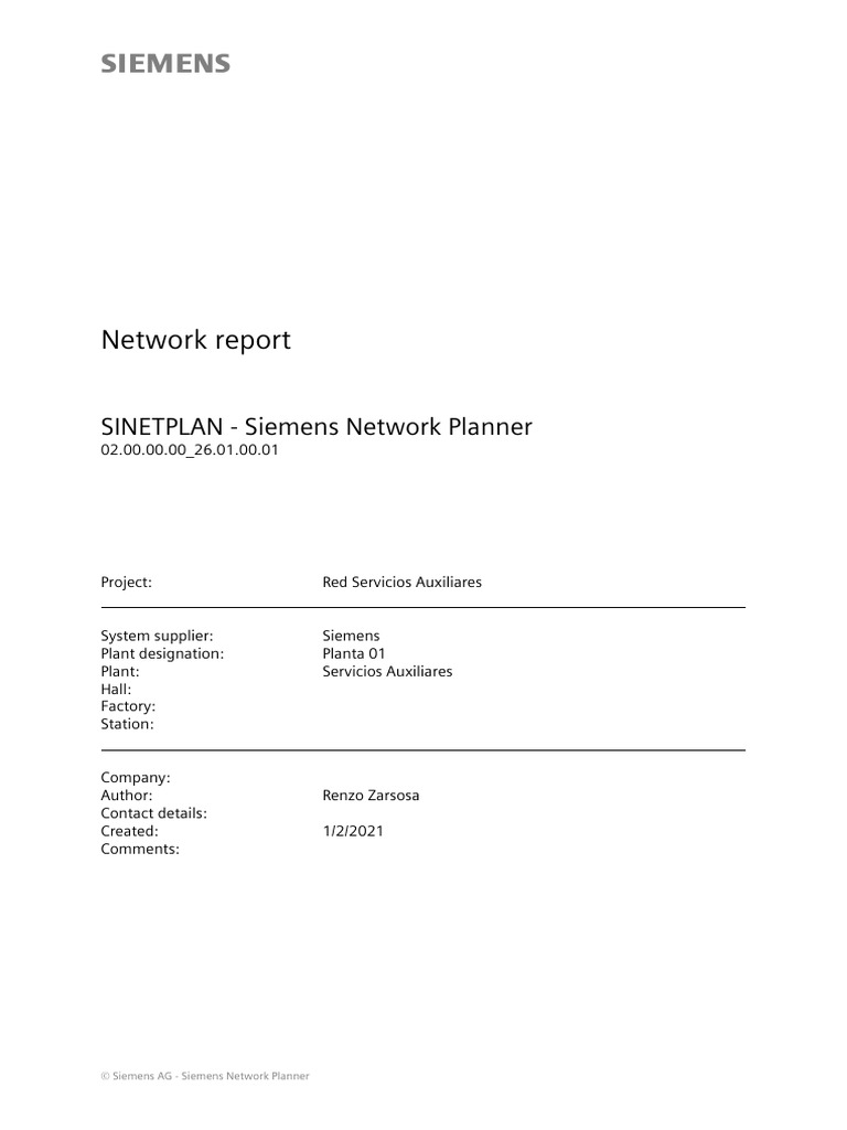 Network Report: SINETPLAN - Siemens Network Planner | PDF | Gateway (Telecommunications) | Ip ...