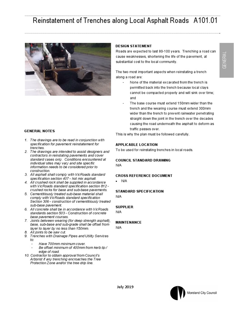 Reinstatement of Trenches Along Local Asphalt Roads A101.01 | PDF ...