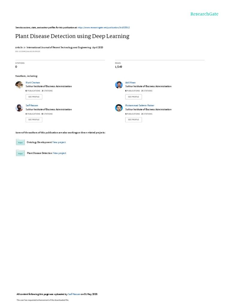 Plant Disease Detection Using Deep Learning | PDF | Deep Learning ...
