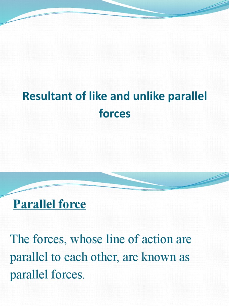 Resultant of Like and Unlike Parallel Forces | PDF | Force | Physics