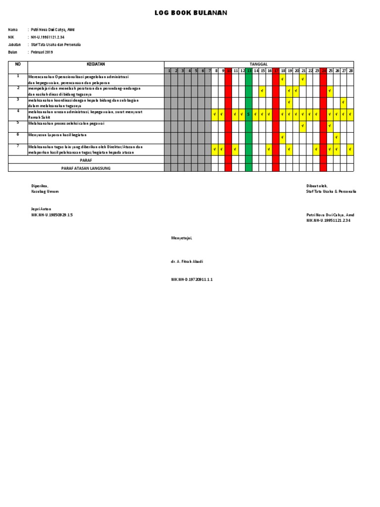 Contoh Logbook Administrasi Kesehatan | PDF