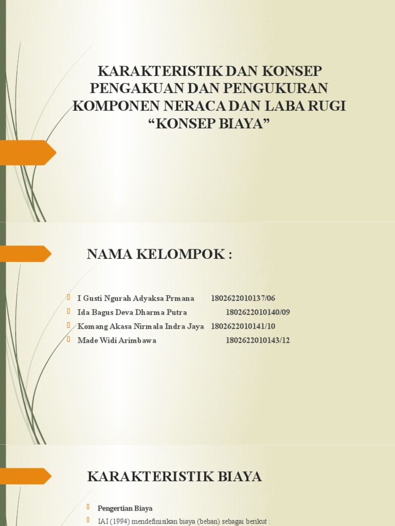 Karakteristik Dan Konsep Pengakuan Dan Pengukuran Komponen Neraca | PDF