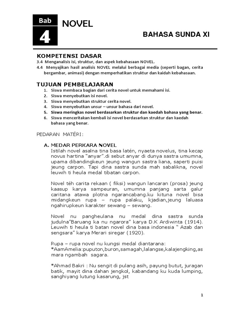 Modul B. Sunda Bab 4 Novel Kls Xi | PDF