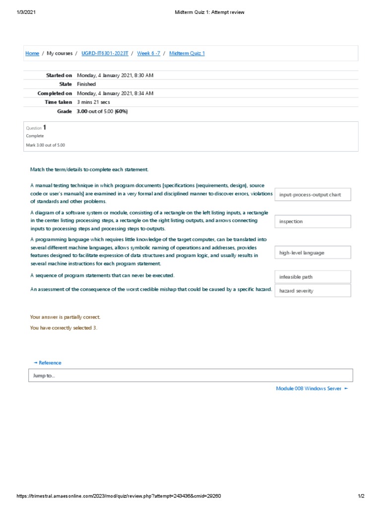 Midterm Quiz 1 - Attempt Review | PDF | Computer Program | Programming