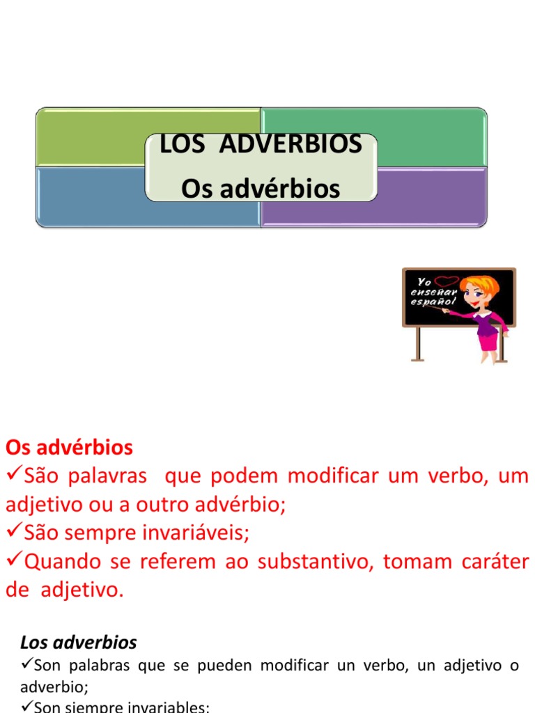 Tipos e Exemplos de Advérbios em Espanhol | PDF | Advérbio | Adjetivo