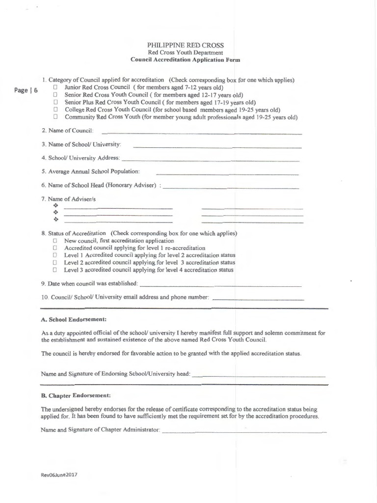 Philippine Red Cross: Council Accreditation Application Form | PDF ...