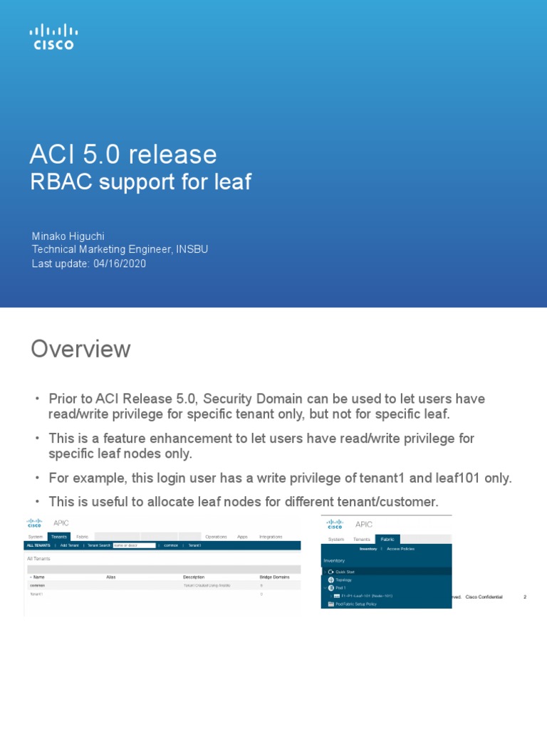 ACI 5.0 Release: RBAC Support For Leaf | PDF | I Pv6 | Computer ... ACI 5.0 Release: RBAC Support For Leaf | PDF | I Pv6 | Computer ...