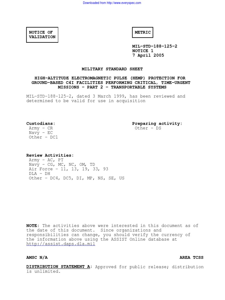 Mil STD 188 - 125 2 - Notice 1 | PDF