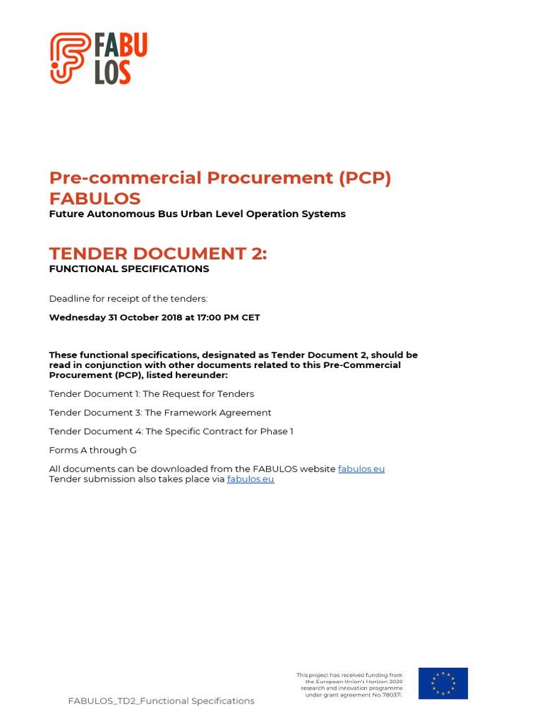 FABULOS PCP Tender Document 2 Specs | PDF | Traffic | Bus