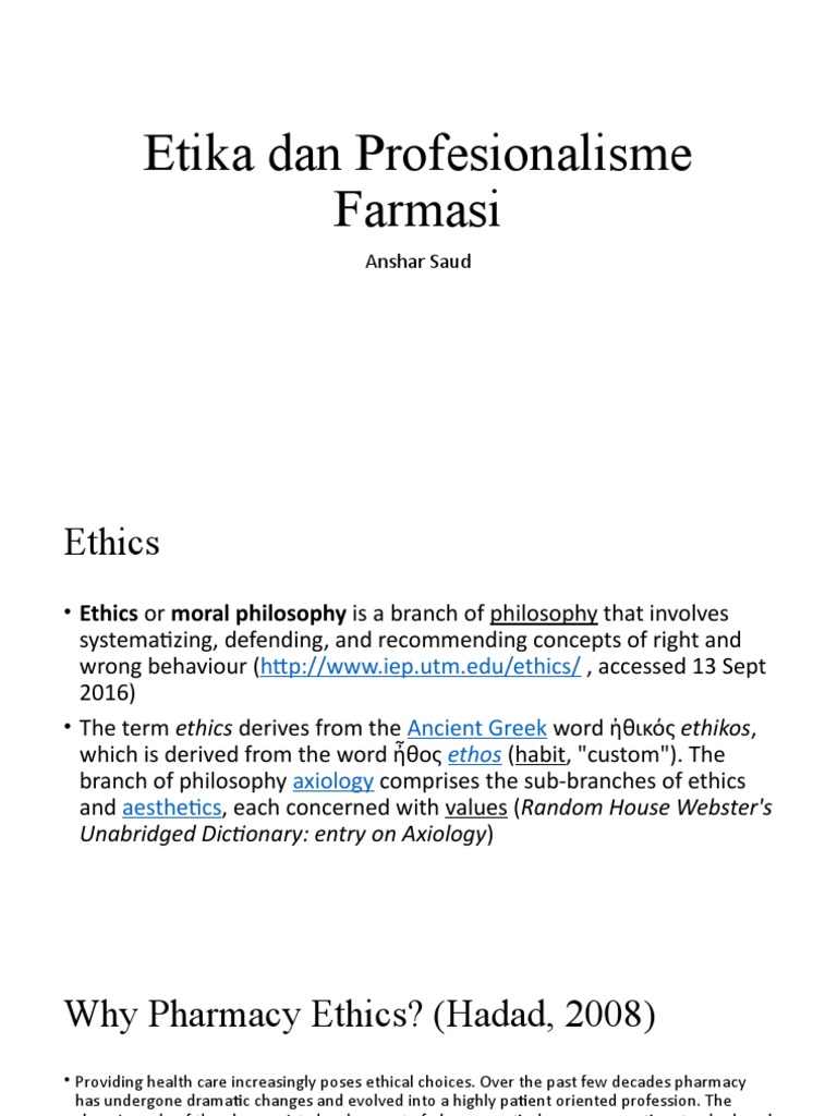 Pharmacy Ethics and Professionalism | PDF | Pharmacy | Autonomy