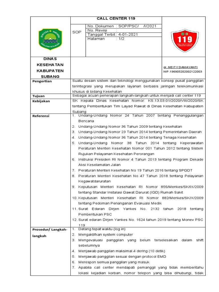 Sop Call Center 119 | PDF