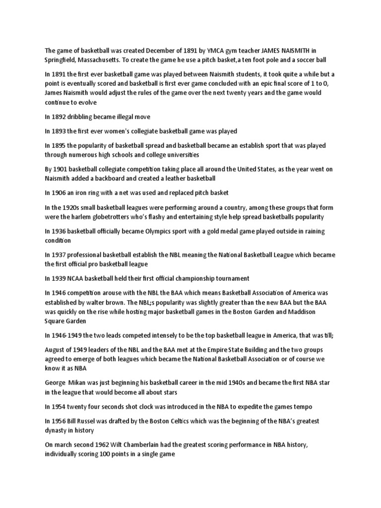 Evolution of Basketball History | PDF | National Basketball Association ...