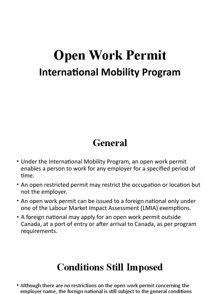 Open Work Permit: International Mobility Program | PDF | Human ...