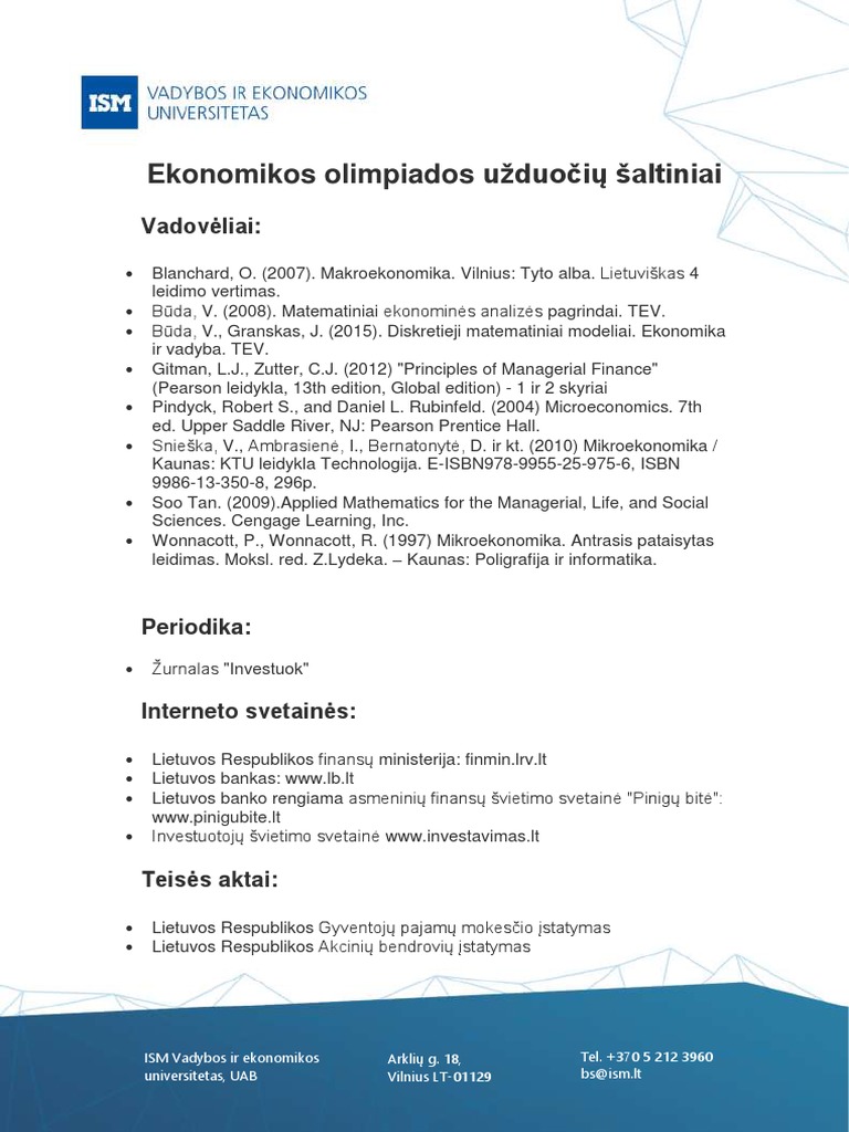 Ekonomikos Olimpiados Uzduociu Saltiniai | PDF
