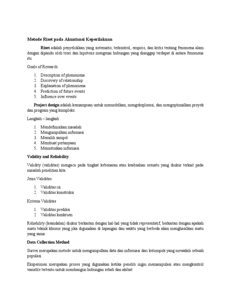 Riset Akuntansi Keperilakuan: Metode & Validitas | PDF | Komputer
